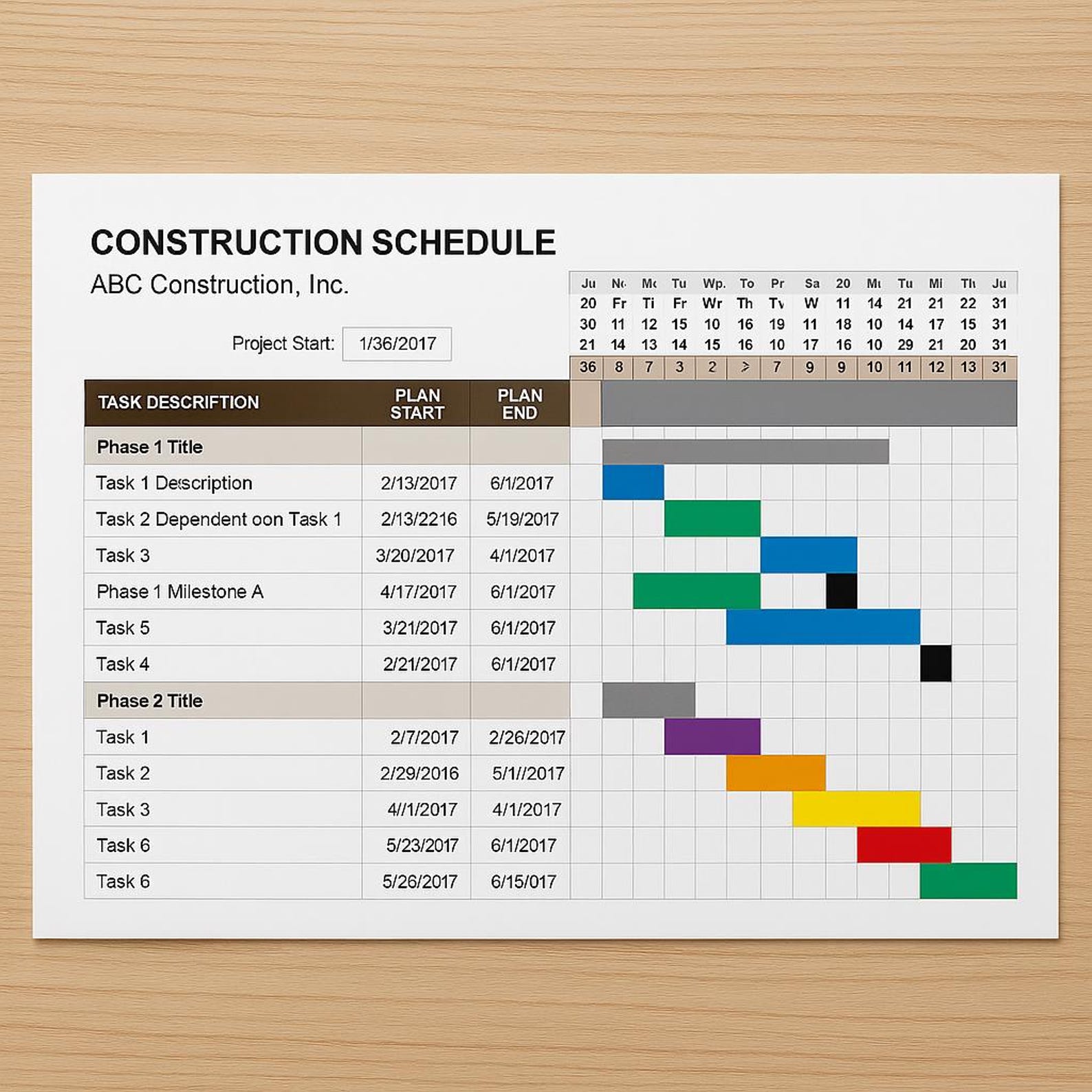 Weekly Construction Schedule Template: Gantt Chart Planner (excel ...
