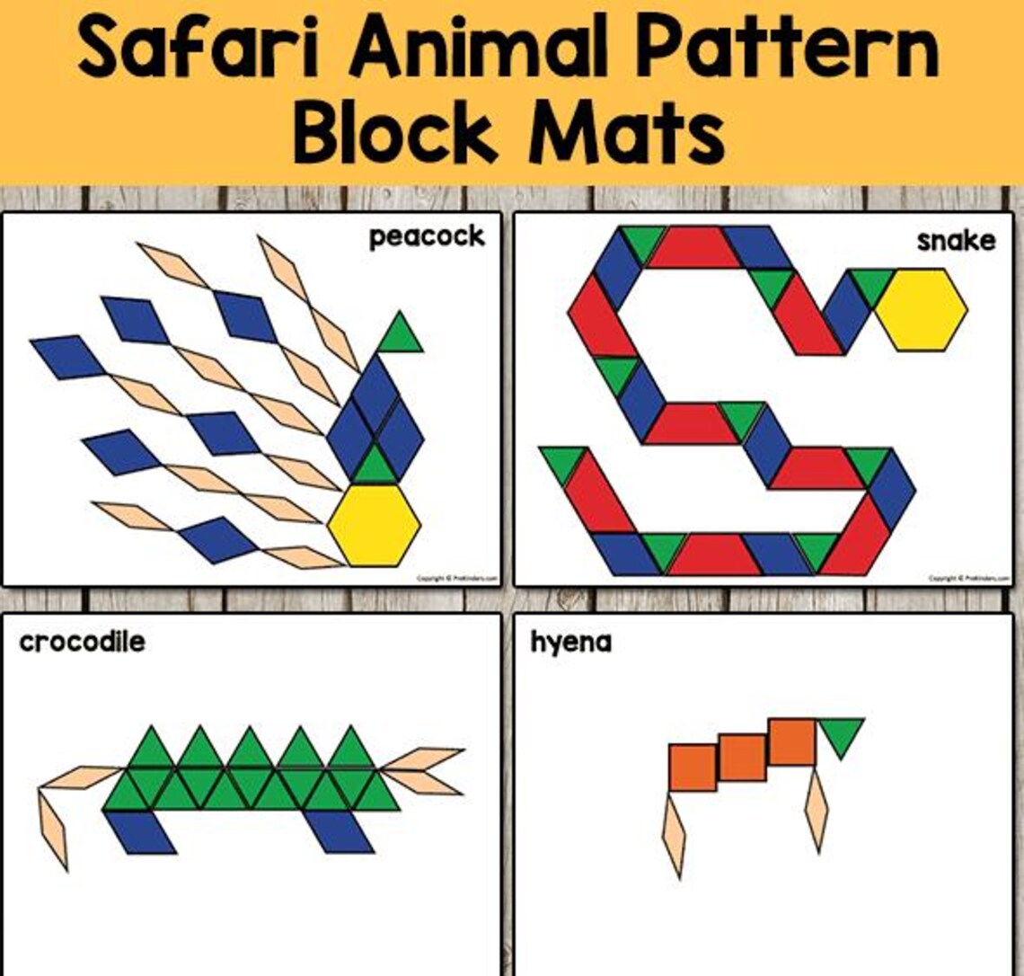 Safari Animal Pattern Block Mats – Fun Wild Animal Learning Activities ...