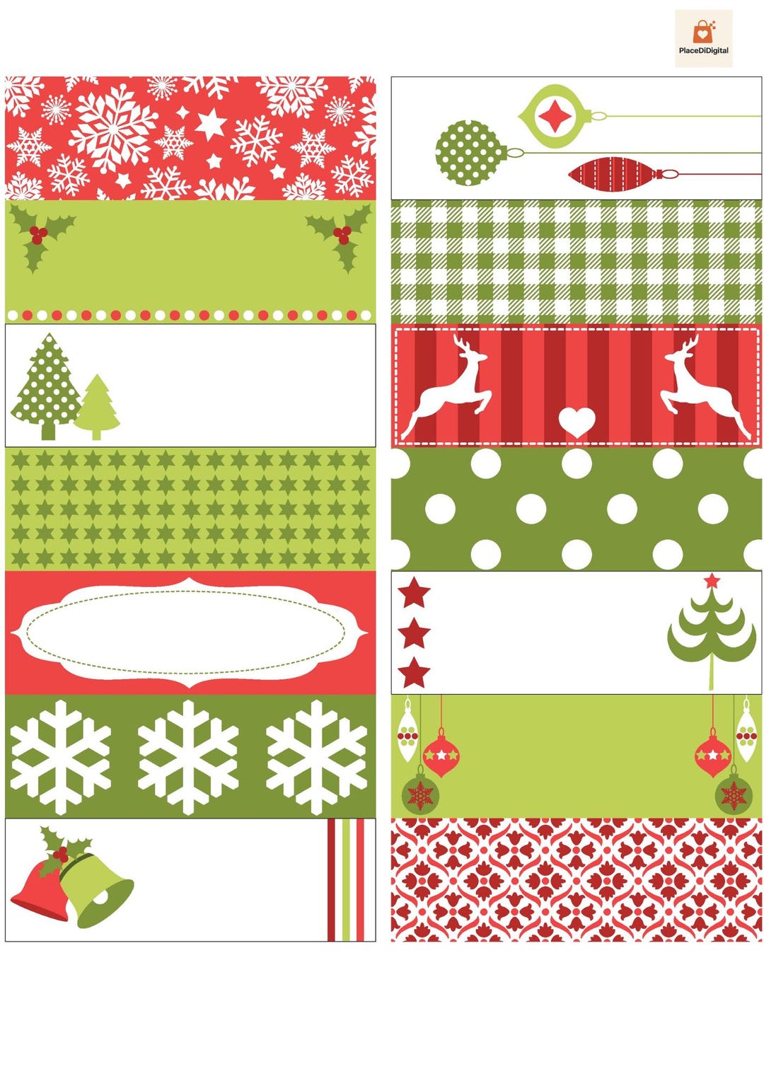 Christmas Gift Tag Stickers, Printable Festive Labels (PDF) - Etsy