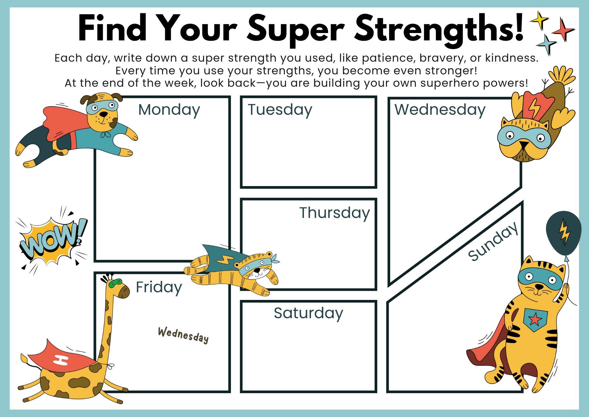 Superhero Strengths Tracker for Kids: Confidence & Growth Mindset ...