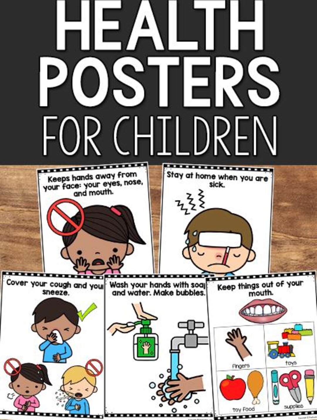 Preschool Health & Hygiene Posters: Handwashing, Coughing (printable ...