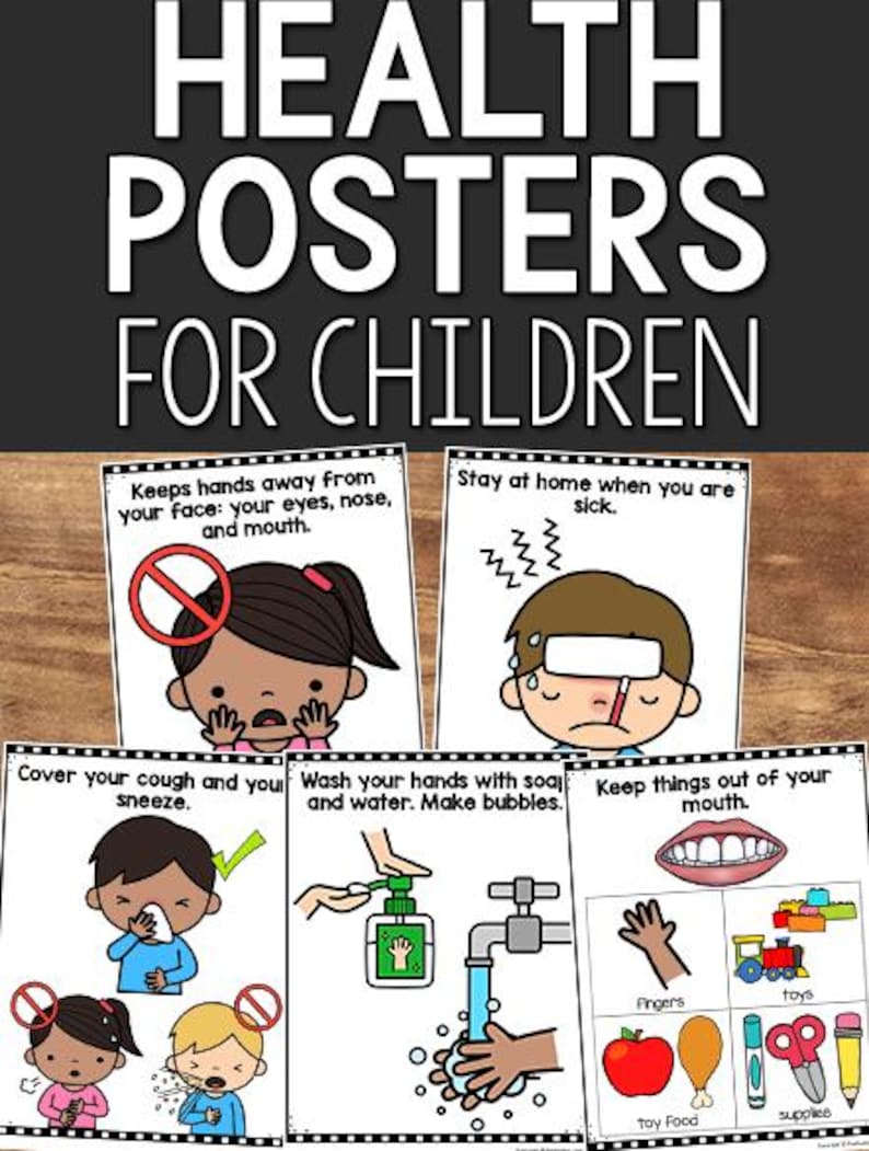 Preschool Health & Hygiene Posters: Handwashing, Coughing (printable ...