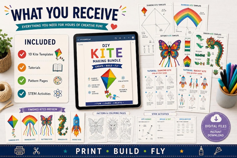Kite Making PDF Tutorial: Family DIY STEM Activity Guide - Etsy