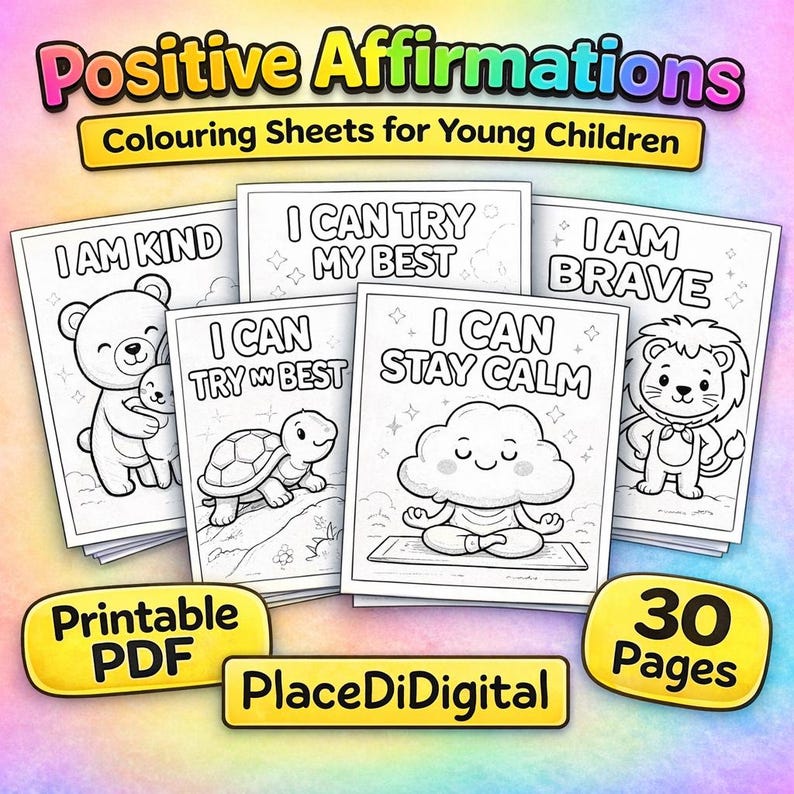 Positive Affirmations Colouring Sheets for Young Children – Printable ...