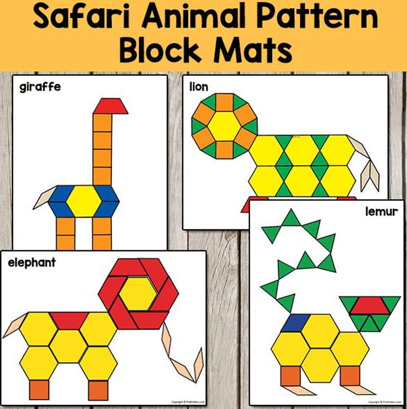 Safari Animal Pattern Block Mats – Fun Wild Animal Learning Activities ...