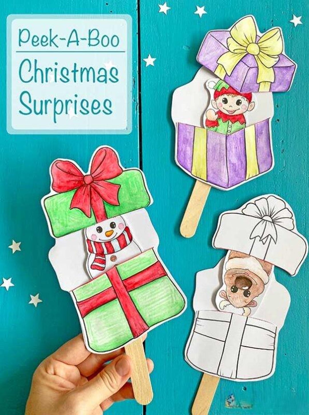 Printable Christmas Elf, Snowman, Reindeer Puppets Craft (PDF) - Etsy