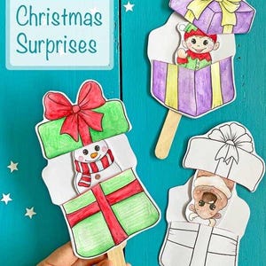 Printable Christmas Elf, Snowman, Reindeer Puppets Craft (PDF) - Etsy