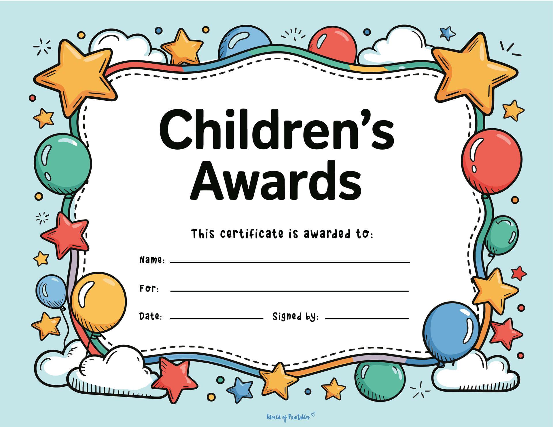 Celebrate Kids With Printable Certificates of Achievement – Fun ...