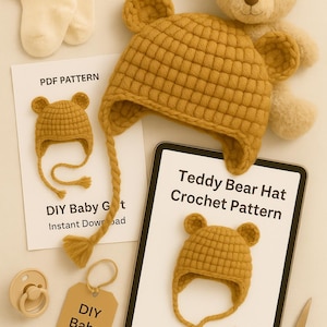 Crochet Teddy Bear Hat Pattern: Easy DIY Beanie (PDF Download) - Etsy