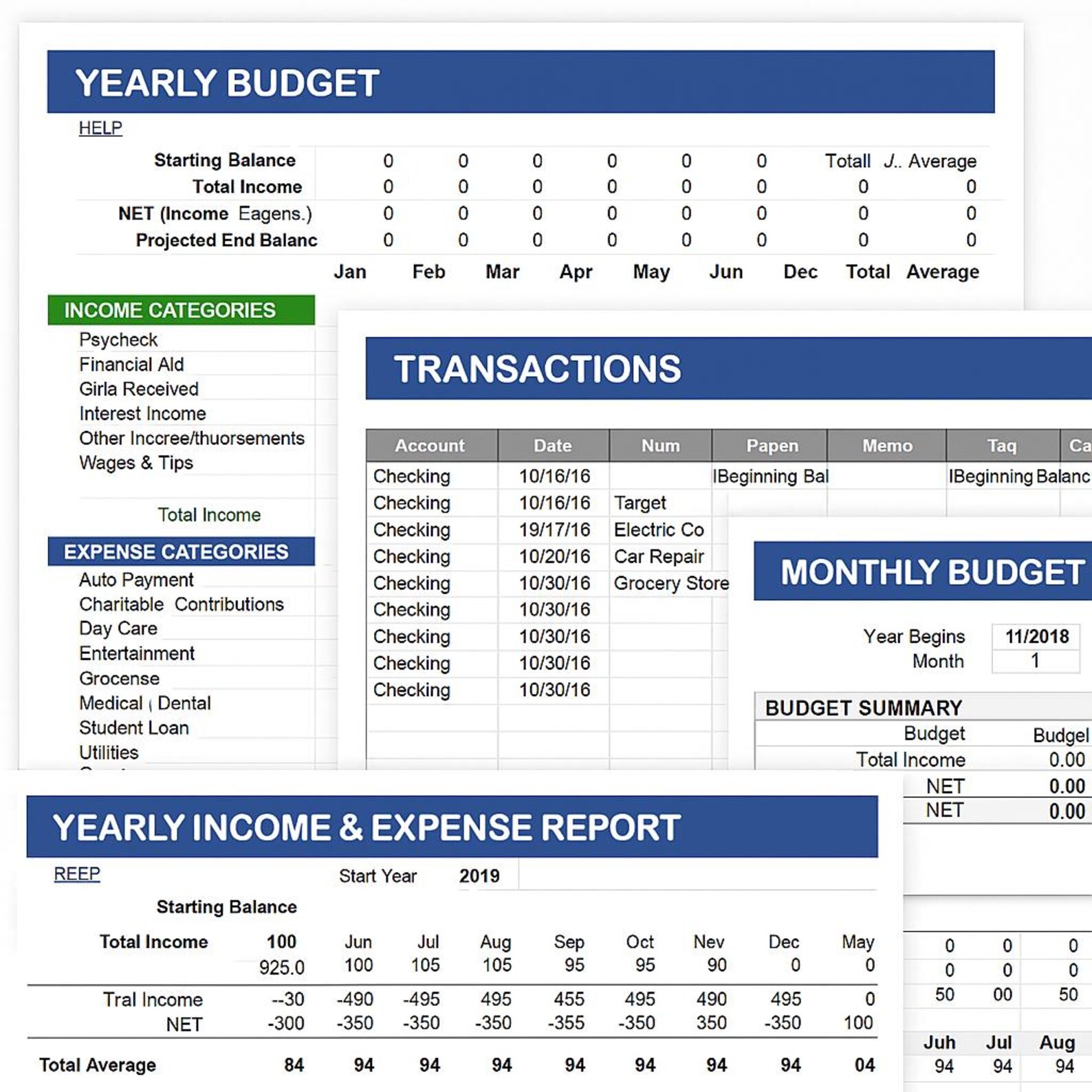 Money Manager Spreadsheet for Excel and Google Sheets | Budget Planner ...