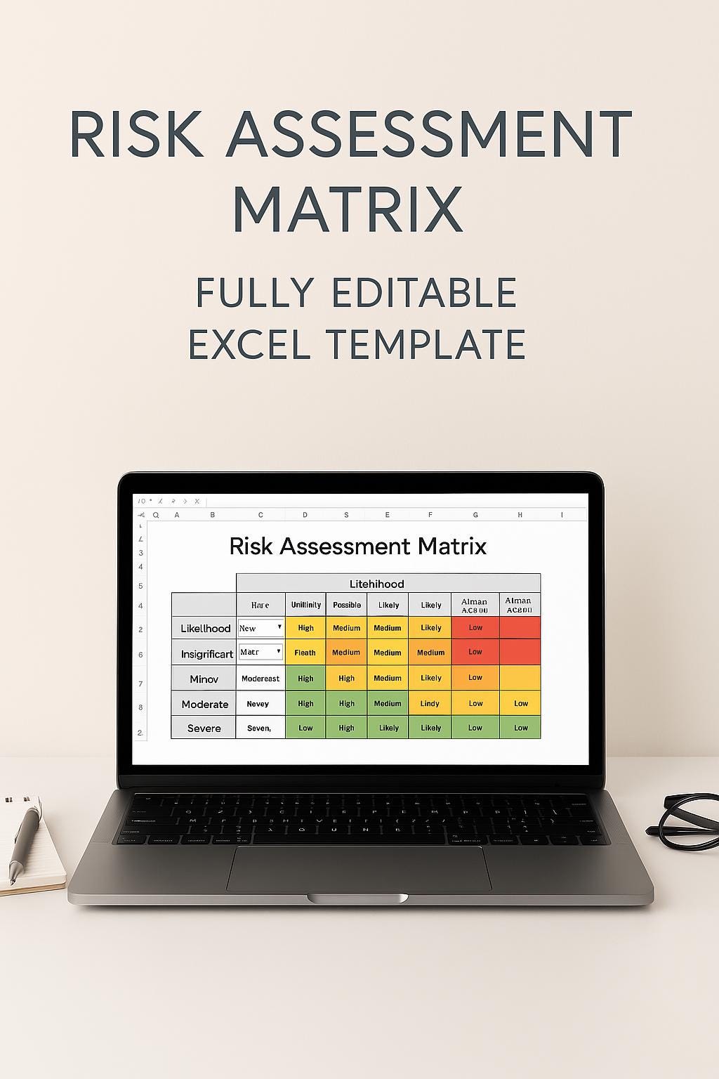 Customizable Risk Assessment Matrix Excel Template | Color-coded Risk ...