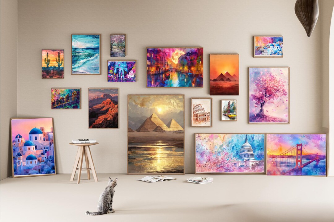 Travel Wall Art Bundle | 50 World Destinations Prints | Digital ...