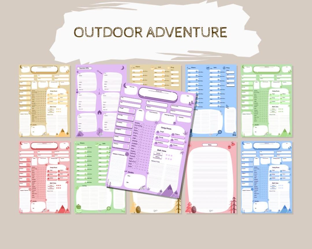 Camping Themed Character Sheets Pack! - Etsy