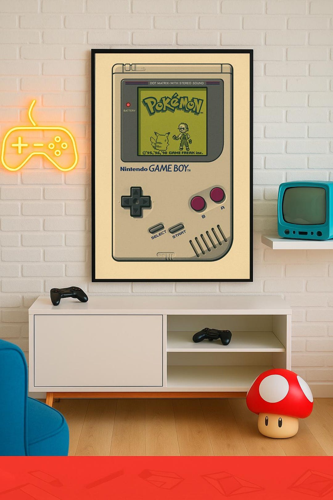 Gameboy Pokémon Wall Art | A1 Retro Gaming Poster | Vintage Game Room ...