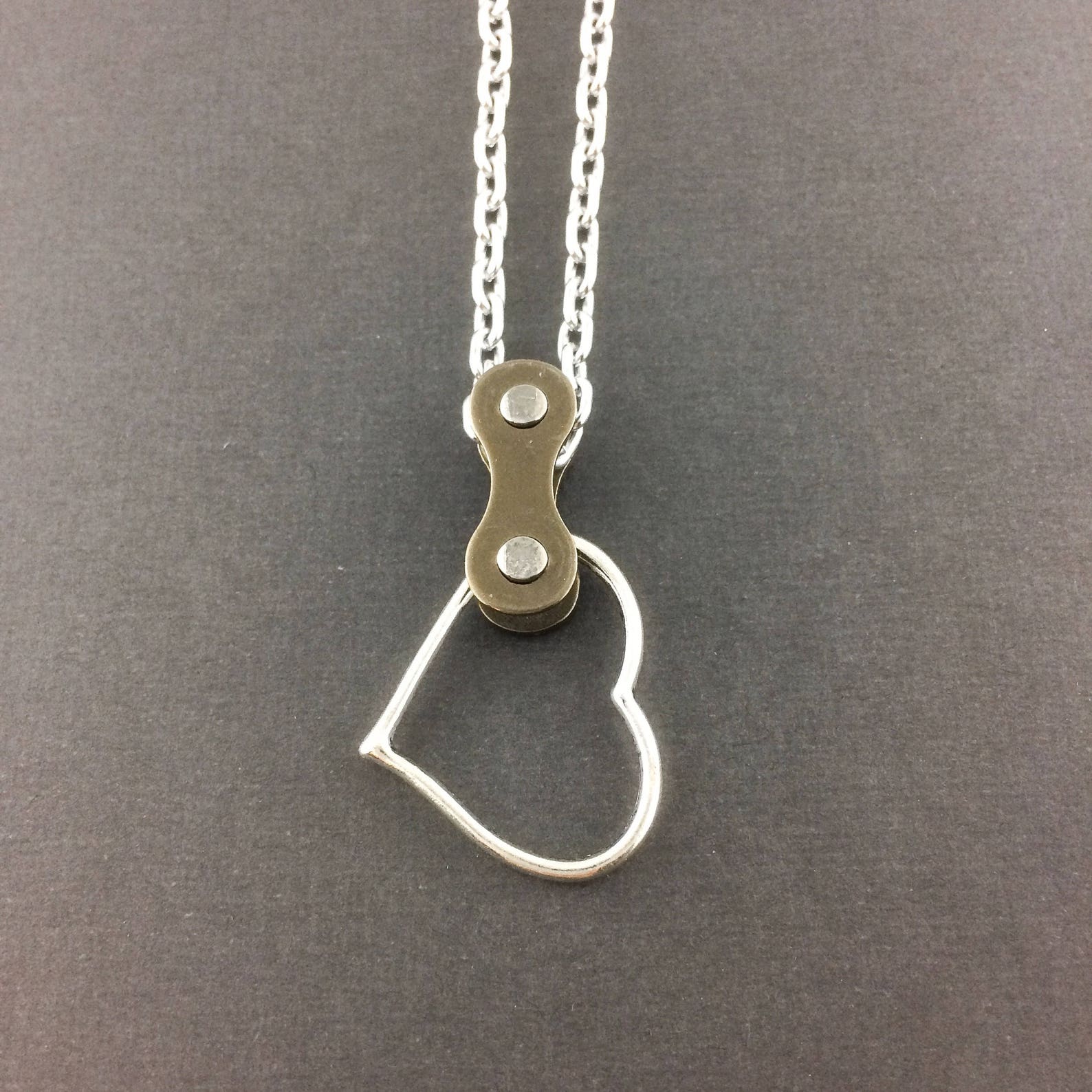 Heart cycling jewelry bike chain necklace bmx pendant fixie | Etsy