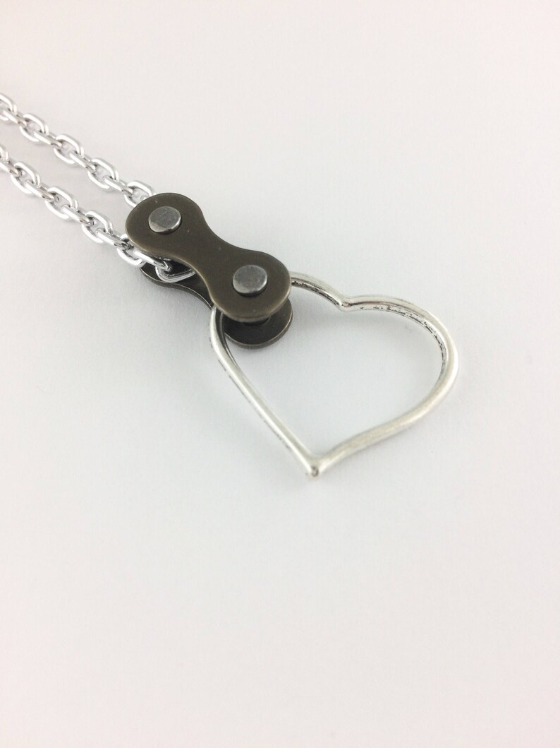 Heart cycling jewelry bike chain necklace bmx pendant fixie | Etsy