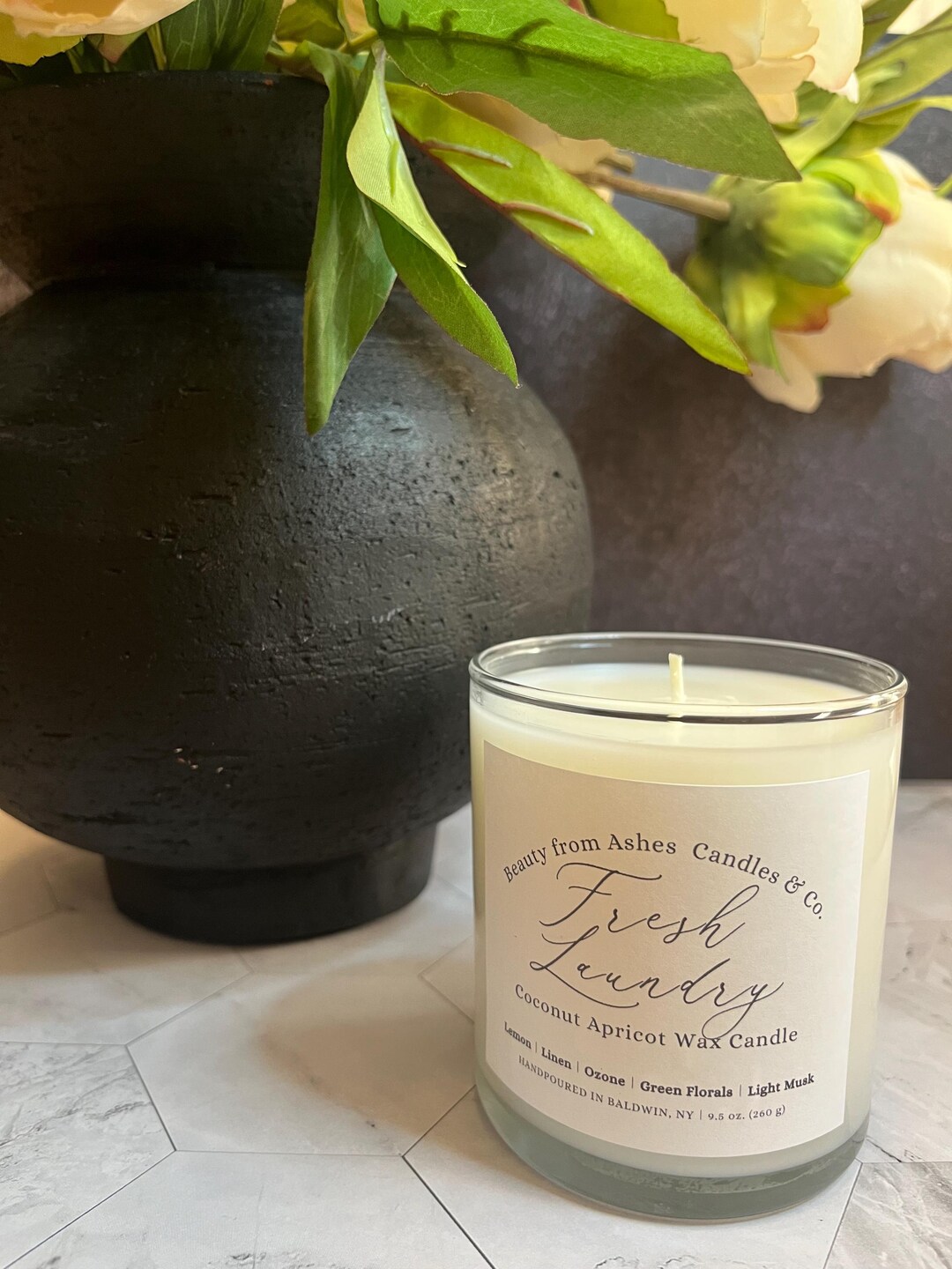 Fresh Laundry Candle: 9.5 Oz Coconut Apricot Wax, Clean Linen Scent - Etsy