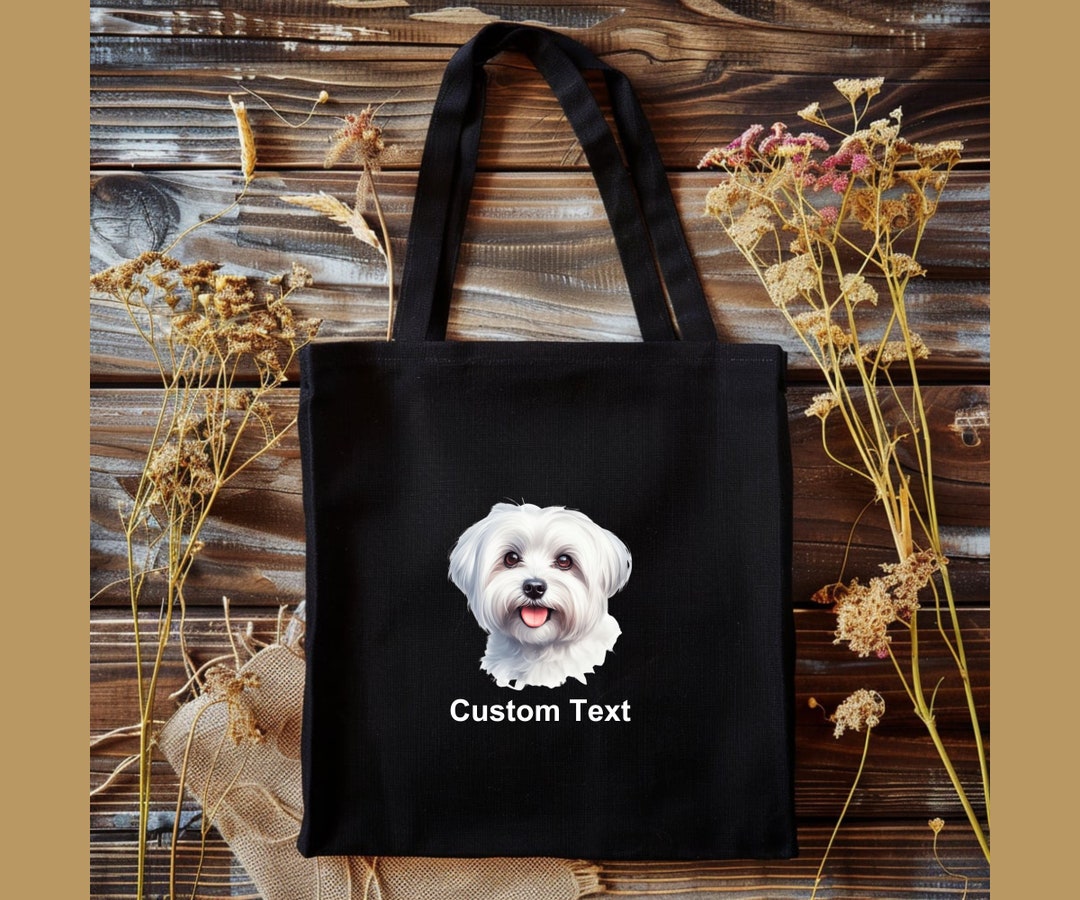 Maltese Tote Bag, Custom Tote Bag, Custom Dog Tote Bag, Pets, Animal ...