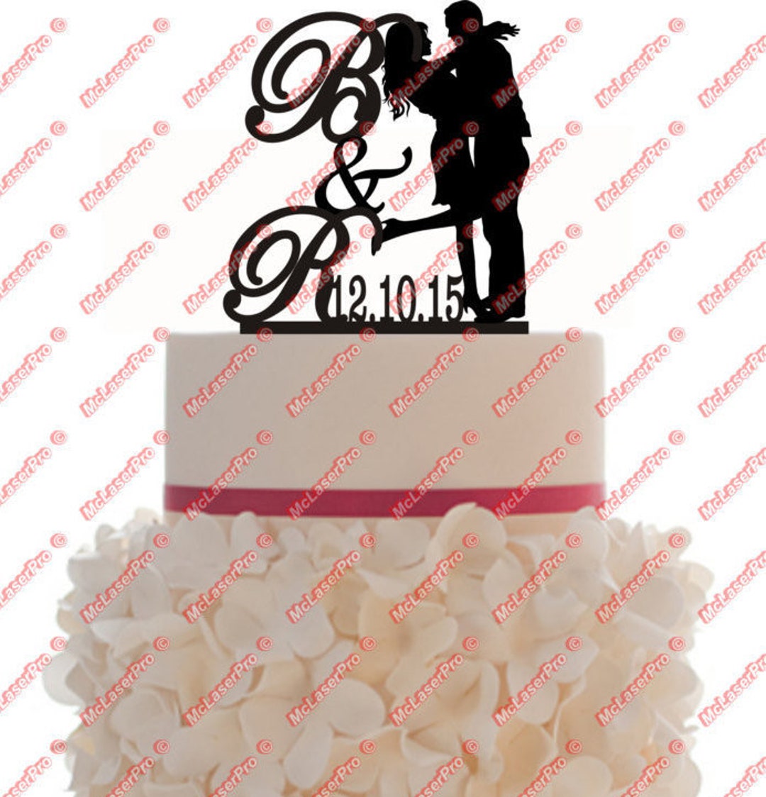 Custom Cake Topper Silhouette of Man Pulling Woman in With Personalized ...