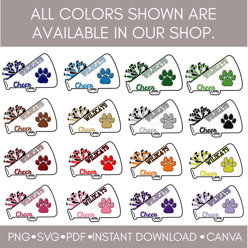 Light Pink Cheer Megaphone SVG PNG PDF Canva Bundle | Cheerleading ...