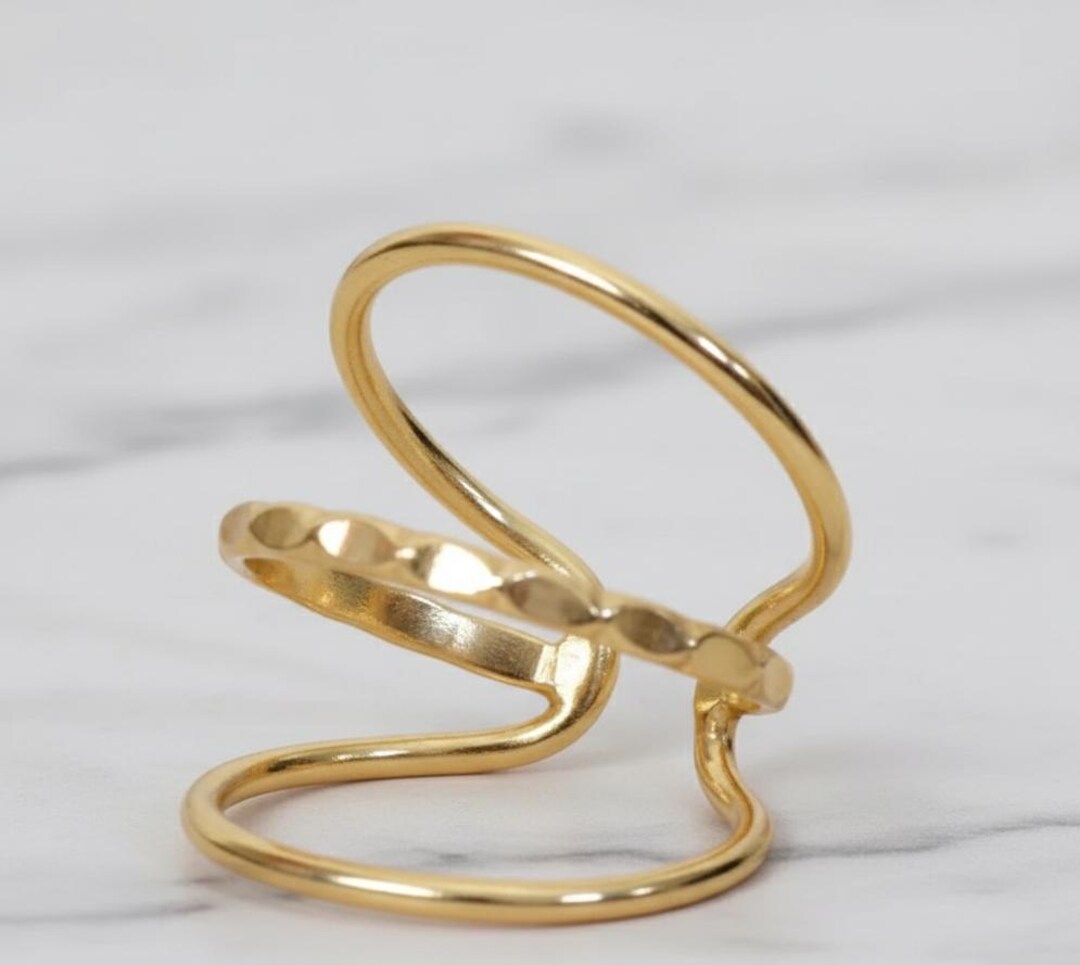 Golden Open Loop Ring - Adjustable Modern Statement Ring - Unique ...