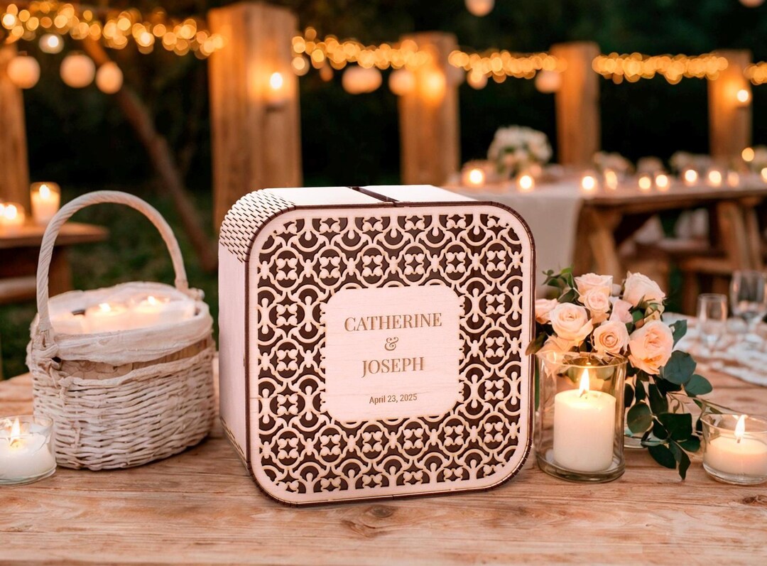 Personalized Rustic Wedding Card Box, Engraved Wedding Box, Custom Gift ...