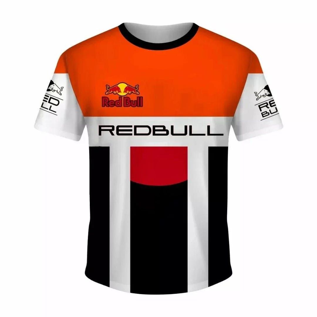 Red Bull Motorcycle Logo Print T-shirt, Spring/summer Red Bull Racing ...