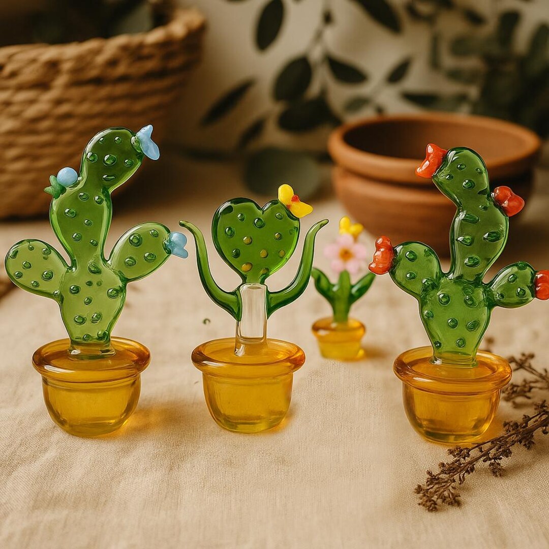 Handmade Blown Glass Cactus – Miniature Succulent Home Decor - Etsy