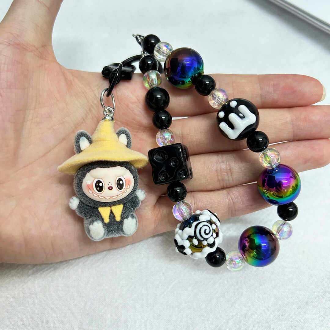 Cute Labubu Beaded Keychains,free 10 Labubu Sticker,labubu Phone Charm ...