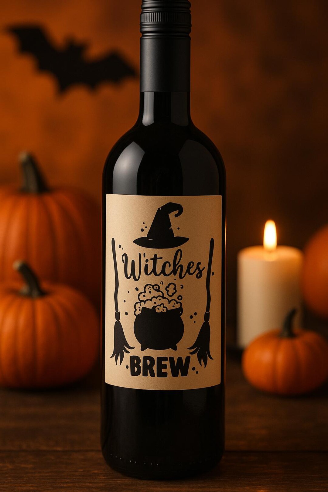 Personalised Witches Brew Wine Label: Spooky Halloween Bottle Sticker ...