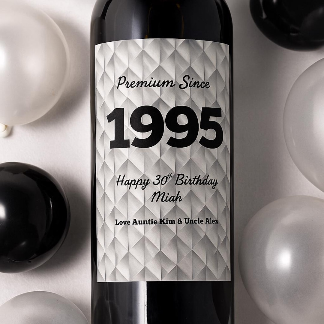30th Birthday Wine Label - Personalized Since 1995 Gift - Etsy