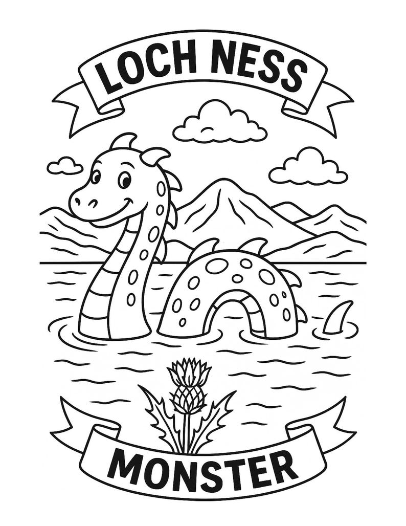 Scottish Coloring Book: Castles, Nessie, Highland Cow (PDF Download, 40 ...