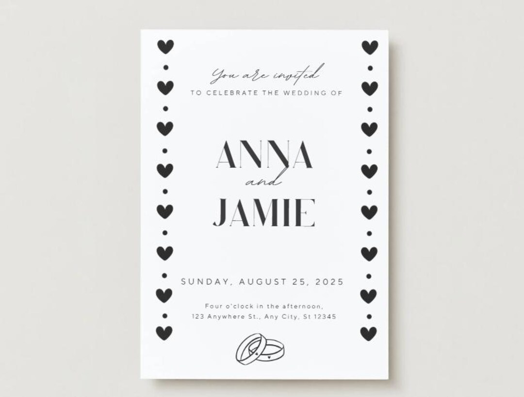 Simple Design Wedding Invitation - Etsy