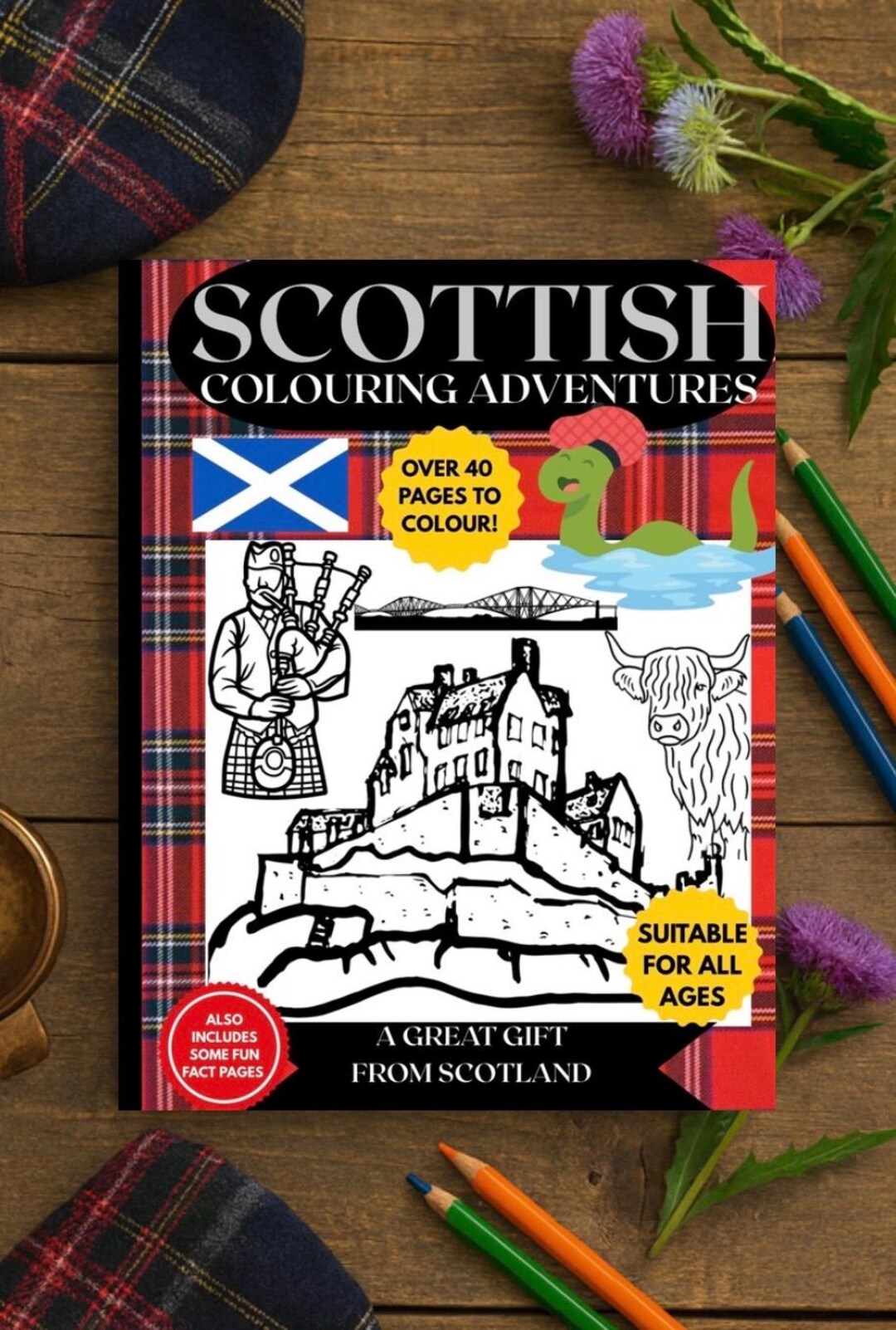 Scottish Coloring Book: Castles, Nessie, Highland Cow (PDF Download, 40 ...