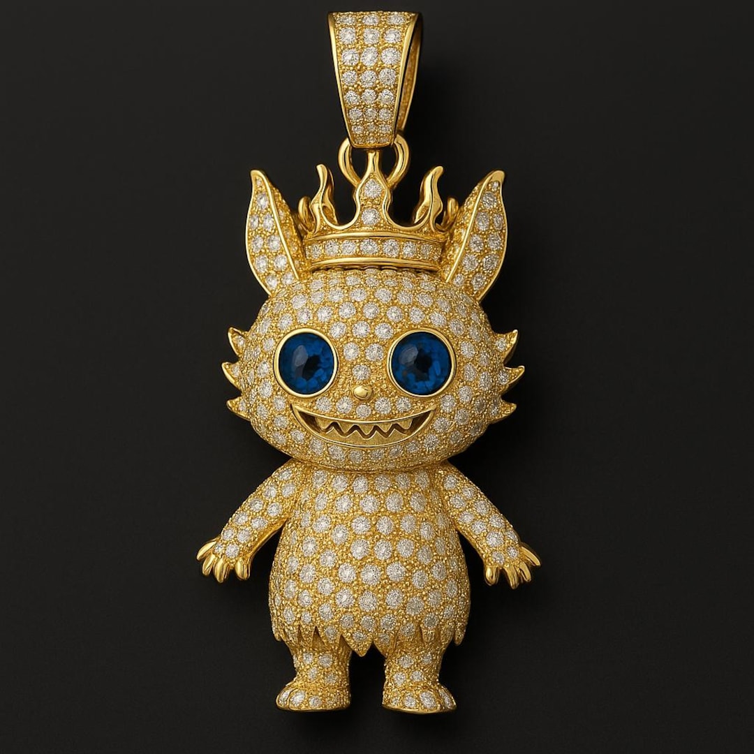 LABUBU Crowned Doll Pendant – Yellow Gold & Lab-created Diamonds Royal ...