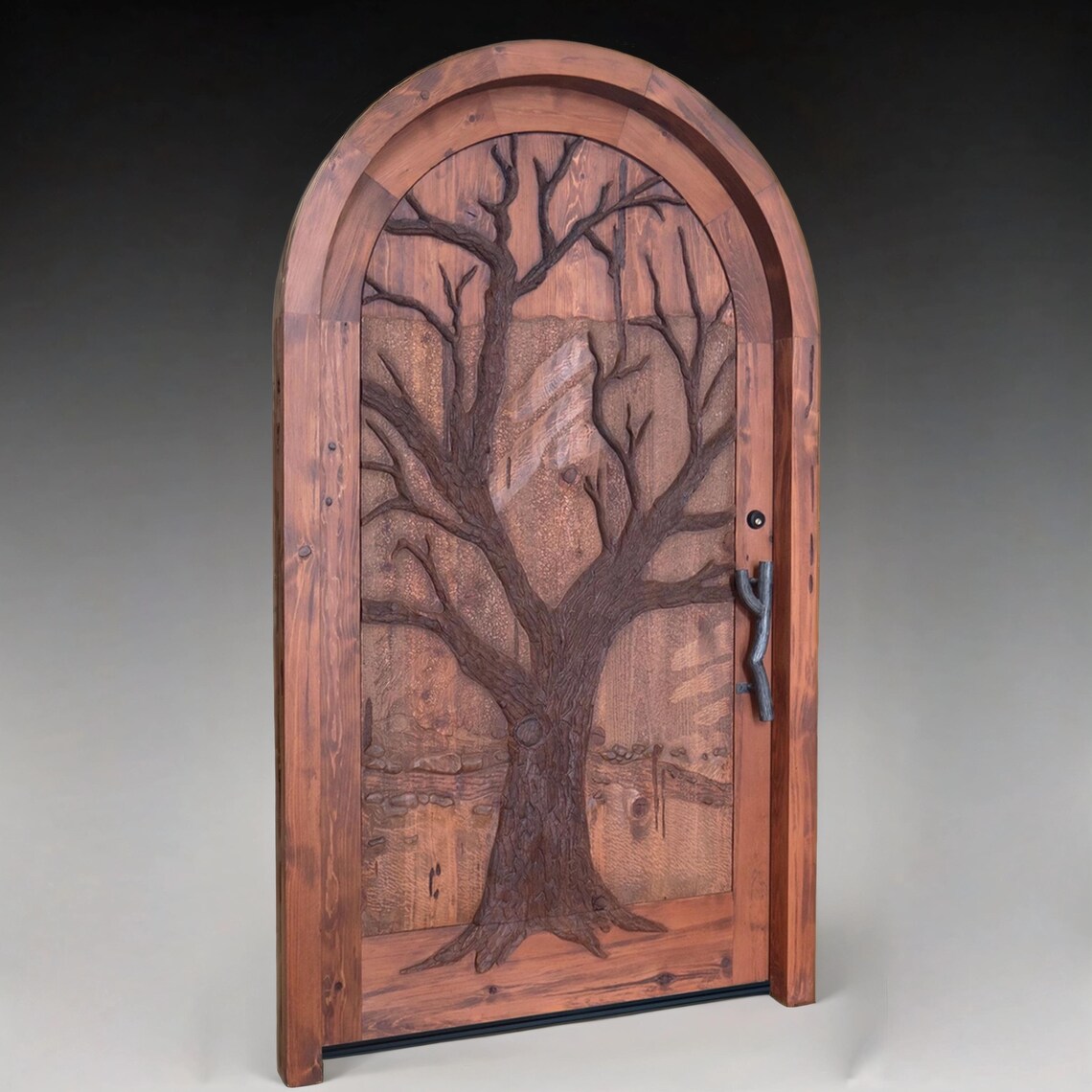 Hand-carved Tree of Life Door | Solid Wood Arched Entryway | Custom ...