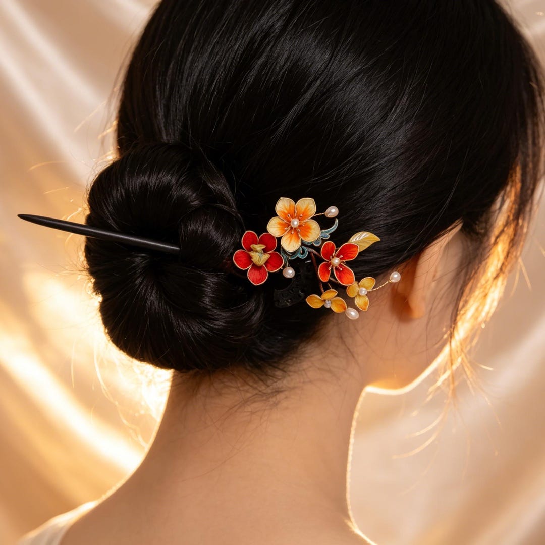 Velvet Flower Hair Stick, Hanfu Hair Pin, Wedding Hair Accessory ...