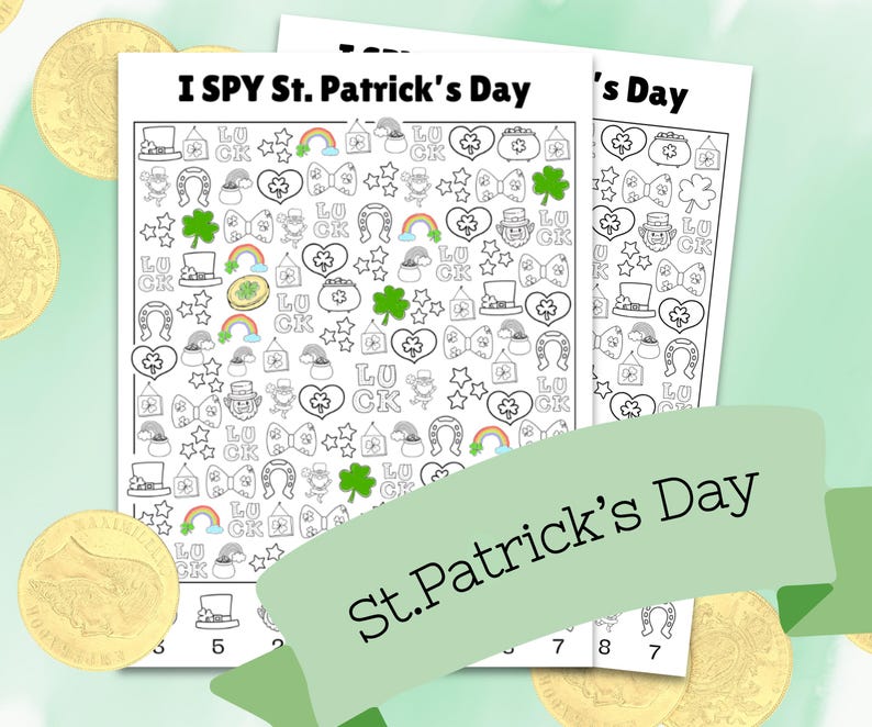 St. Patrick's Day I Spy Printable Game – Kids Holiday Activity (instant ...
