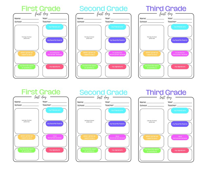 Printable School Memory Book Pages, K-12 Keepsake (digital Download) - Etsy