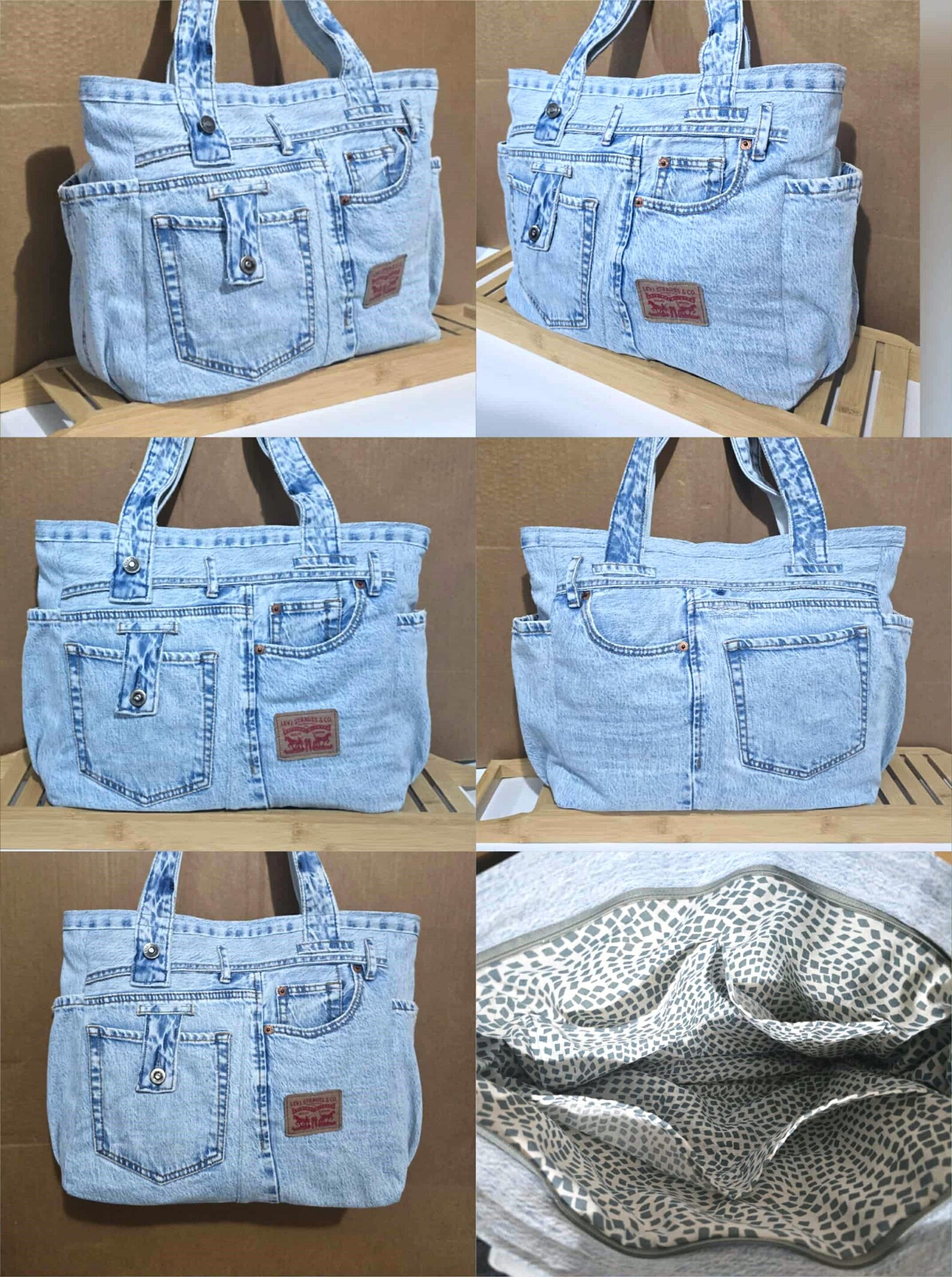 Patchwork Denim Shopper Bag - Tote Jeans Bag - Upcycled Market Bag ...