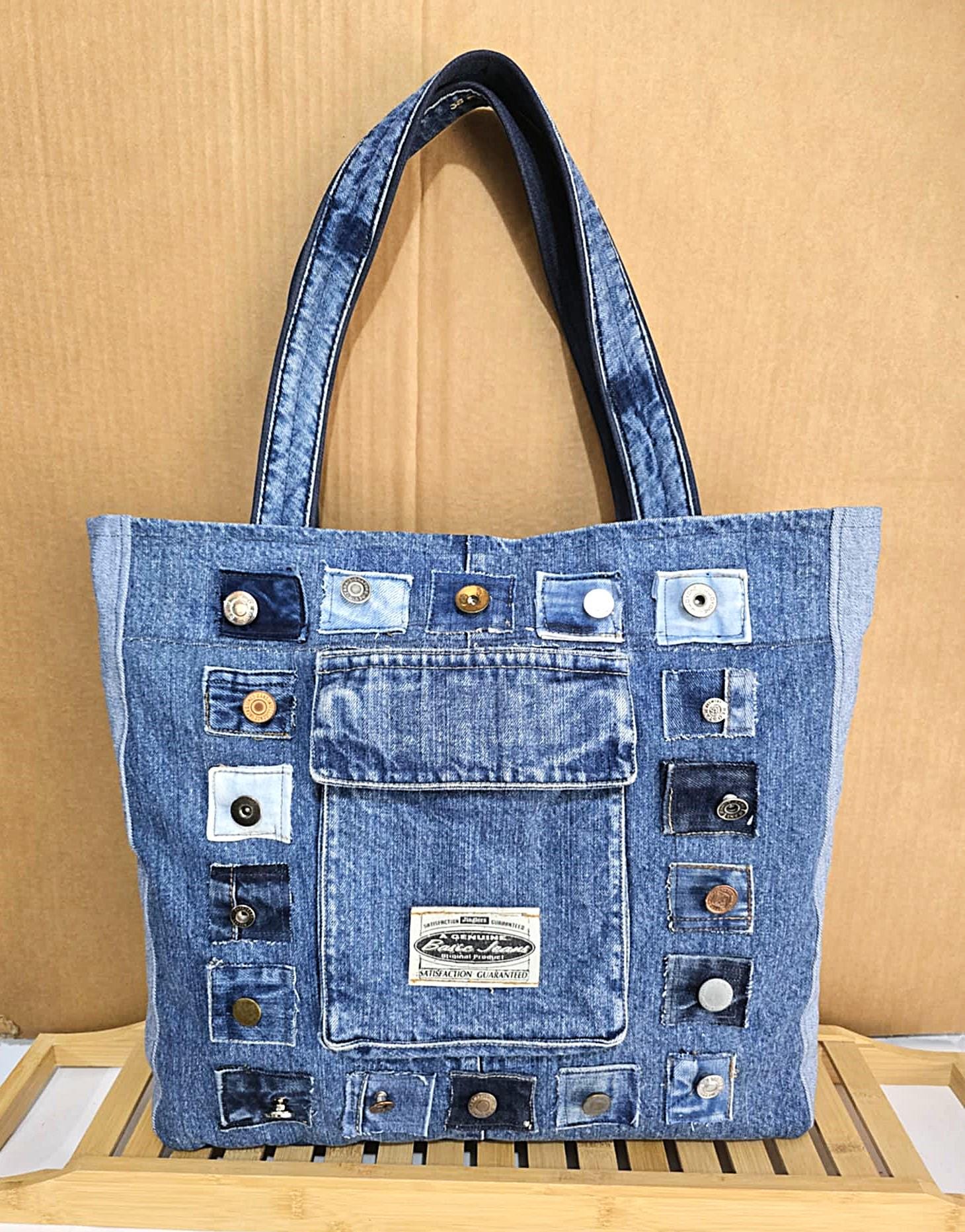 Patchwork Denim Shopper Bag - Tote Jeans Bag - Upcycled Market Bag ...