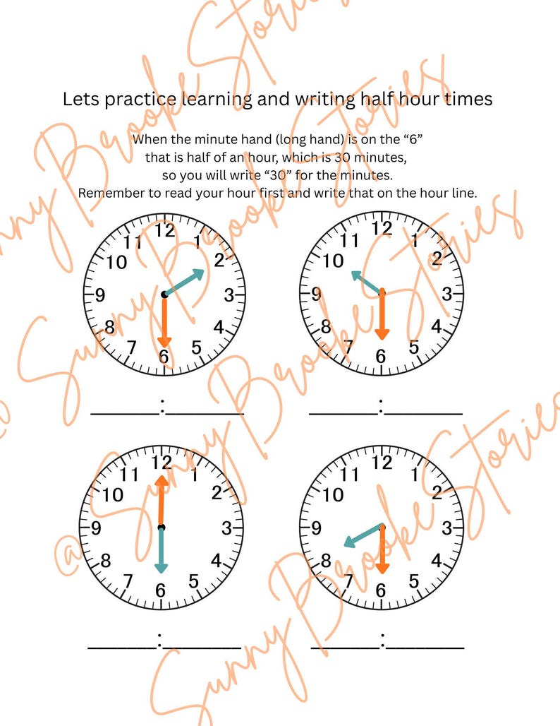 Telling Time Worksheets, Analog Clocks, Grades 1-3 (printable PDF) - Etsy