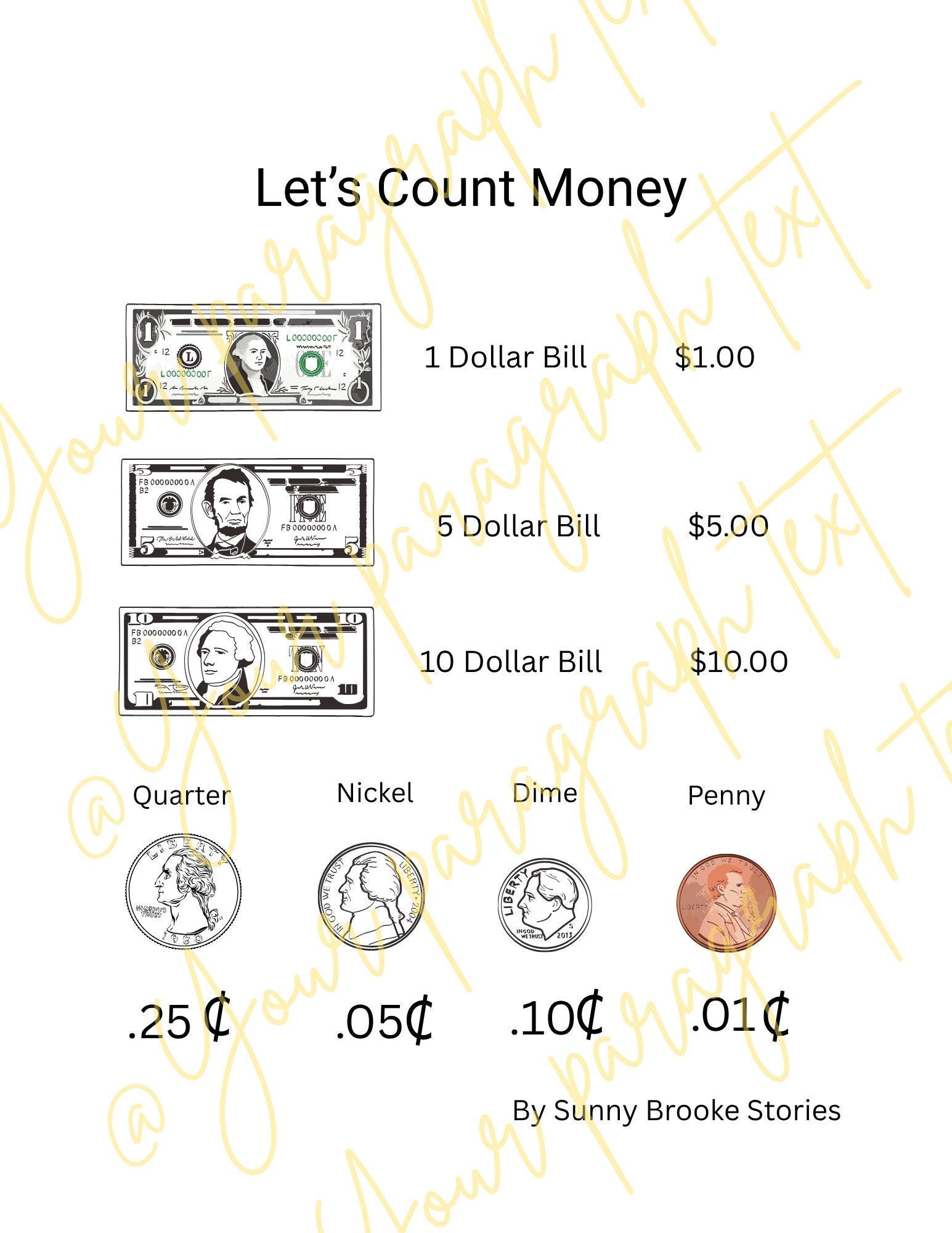 Money Math Worksheets for Elementary Students/coins and Bills Grade 1-3 ...