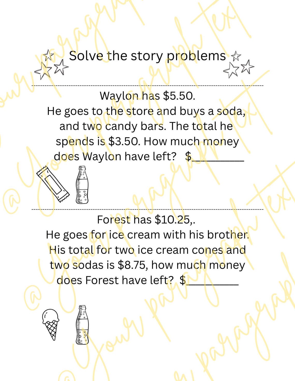 Money Math Worksheets for Elementary Students/coins and Bills Grade 1-3 ...