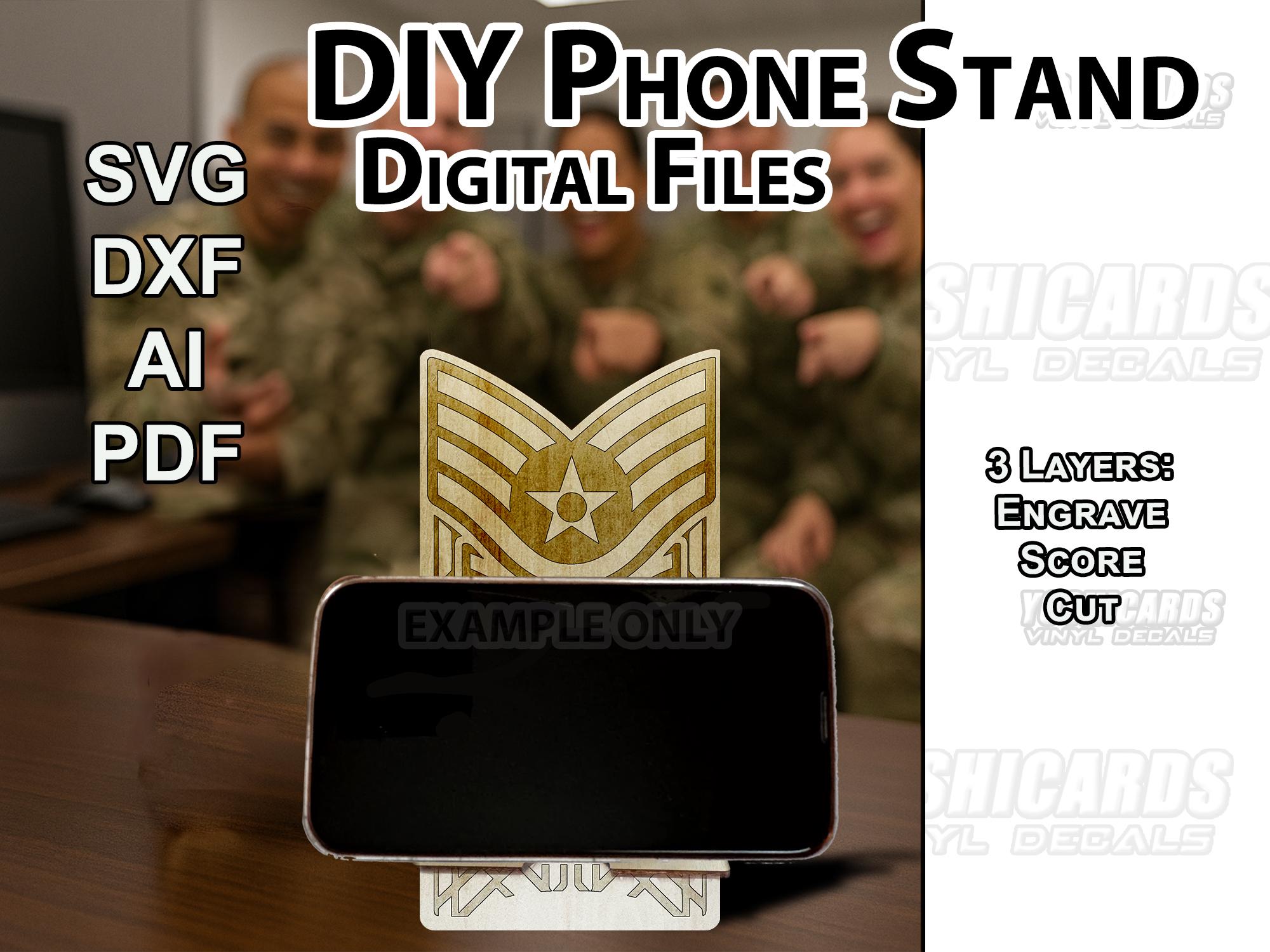 SVG Ssgt USAF E5 Rank up Phone Stand | DIY Cell Holder Laser Cut File | 3mm Material | Digital ...