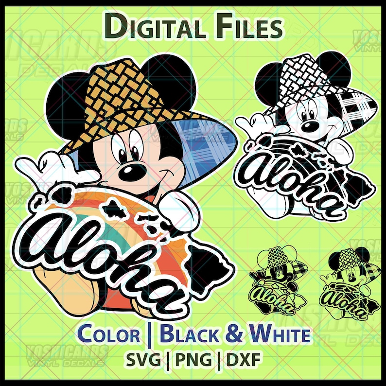Digital Aloha Mickey Chibi SVG PNG | Hawaii Islands Clipart - Etsy