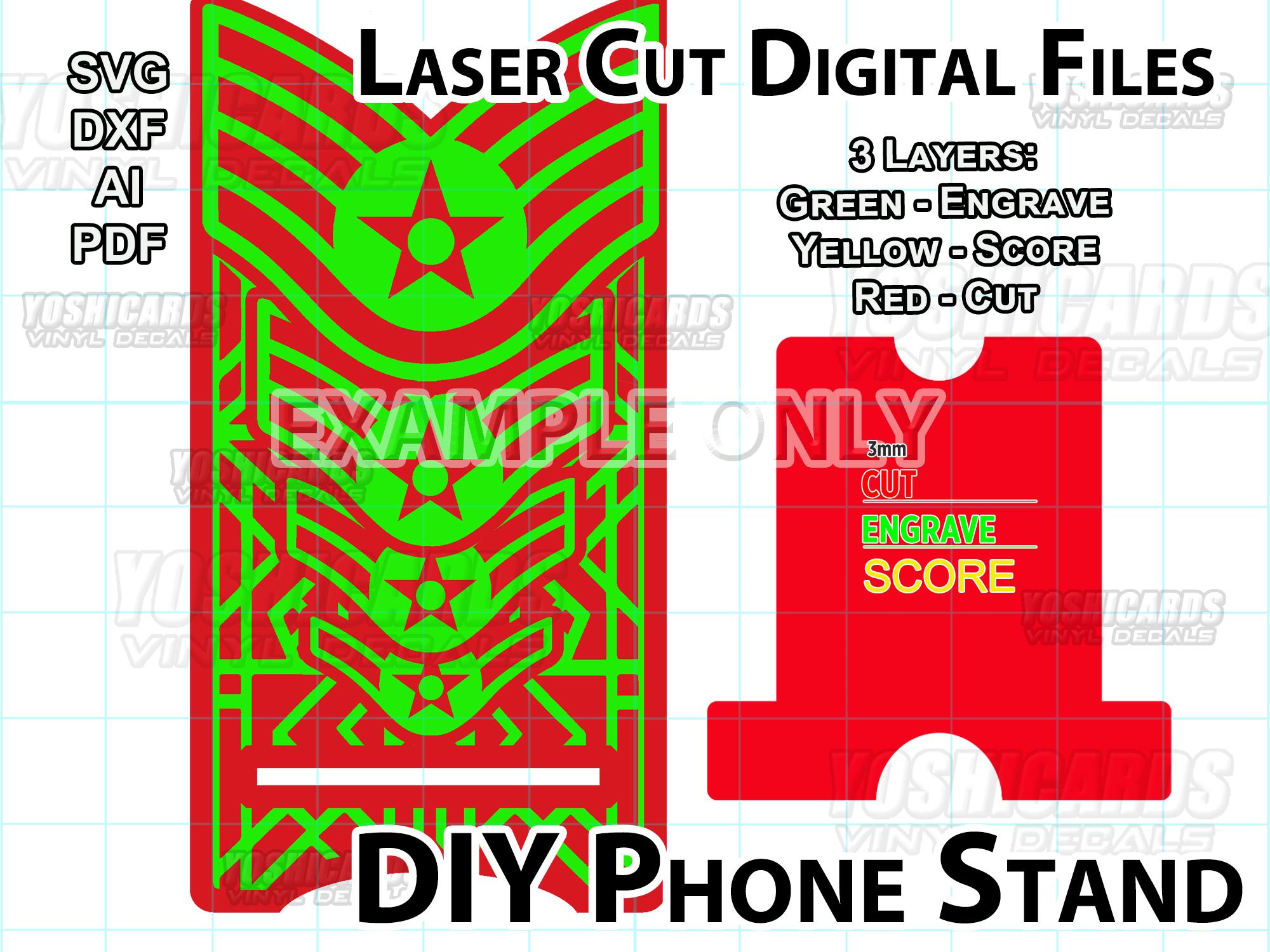 SVG Ssgt USAF E5 Rank up Phone Stand | DIY Cell Holder Laser Cut File | 3mm Material | Digital ...