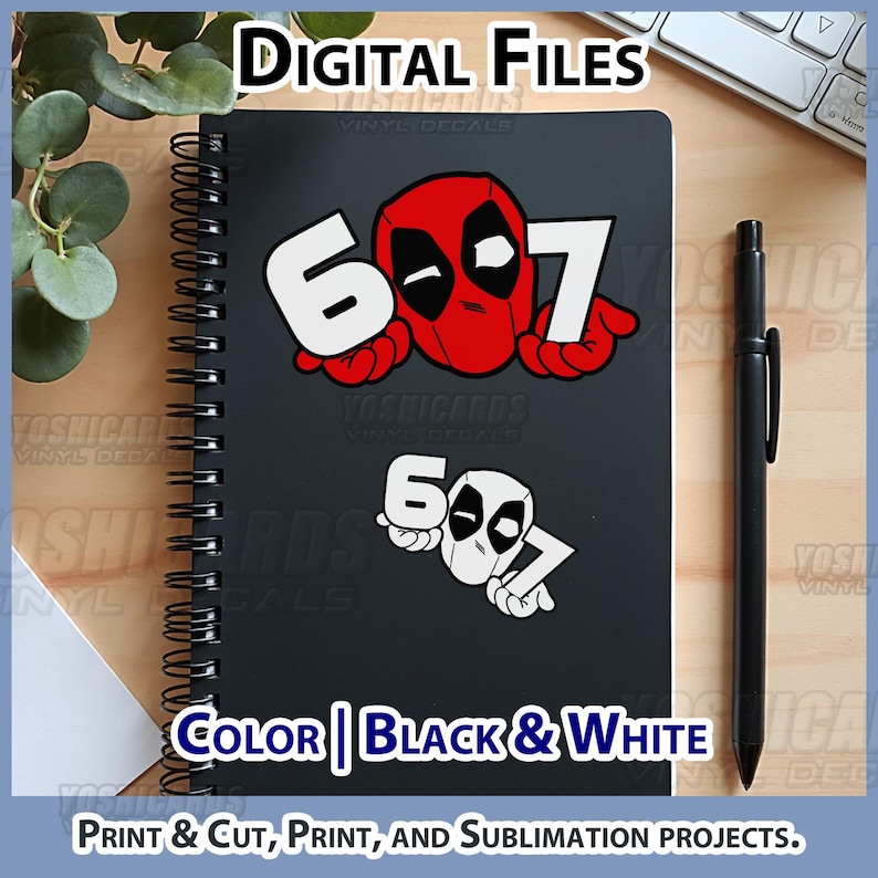 Six Seven 6-7 SVG PNG Digital | Deadpool-style Clipart for Laser ...