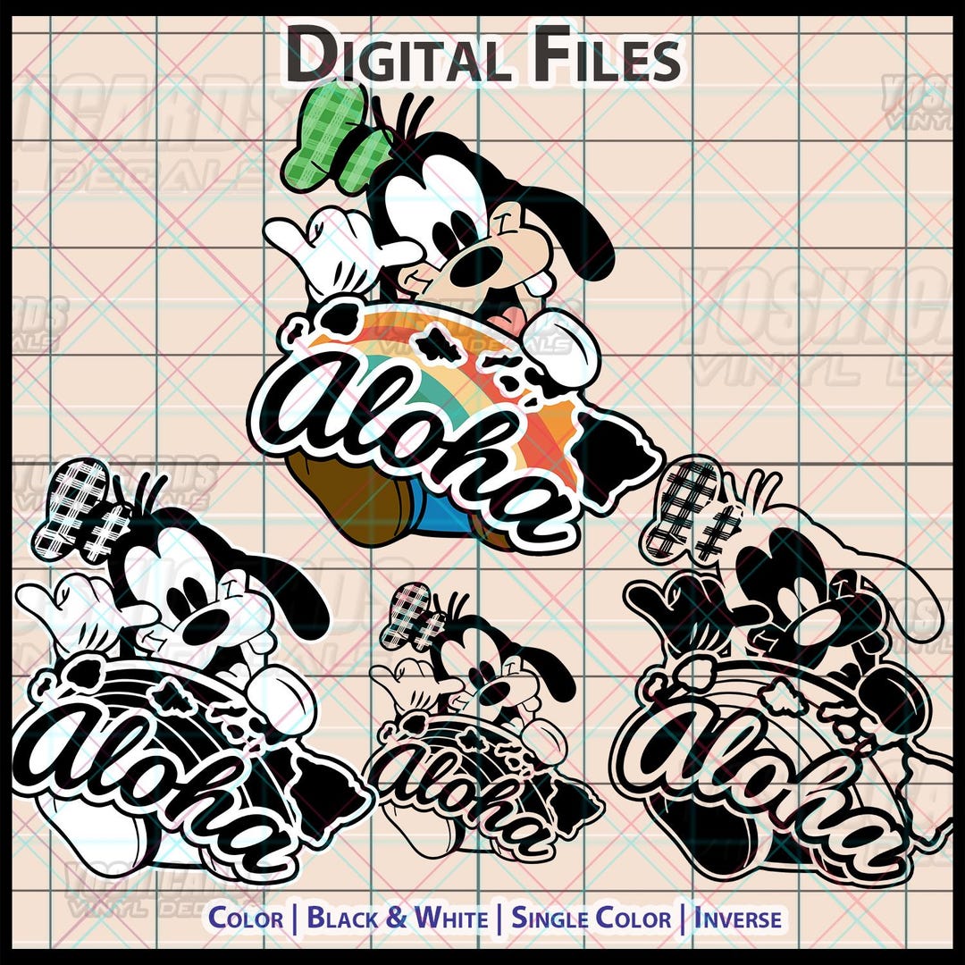 Digital Aloha Green Hat Goof Chibi SVG PNG | Hawaii Islands Clipart - Etsy