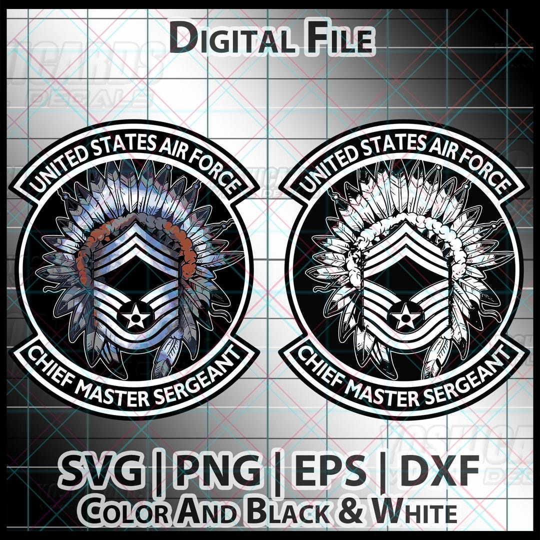 Digital USAF Cmsgt Headdress SVG Download, Chief Master Sergeant Patch ...